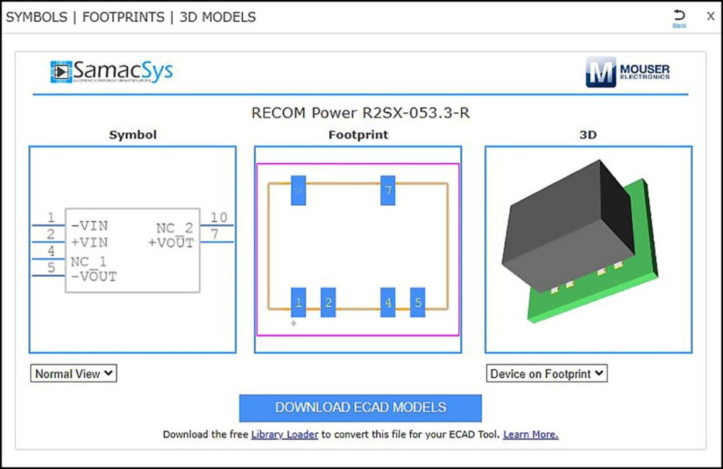 RECOM与SAMACSYS合作推出电源转换器EDA模型 - RECOM